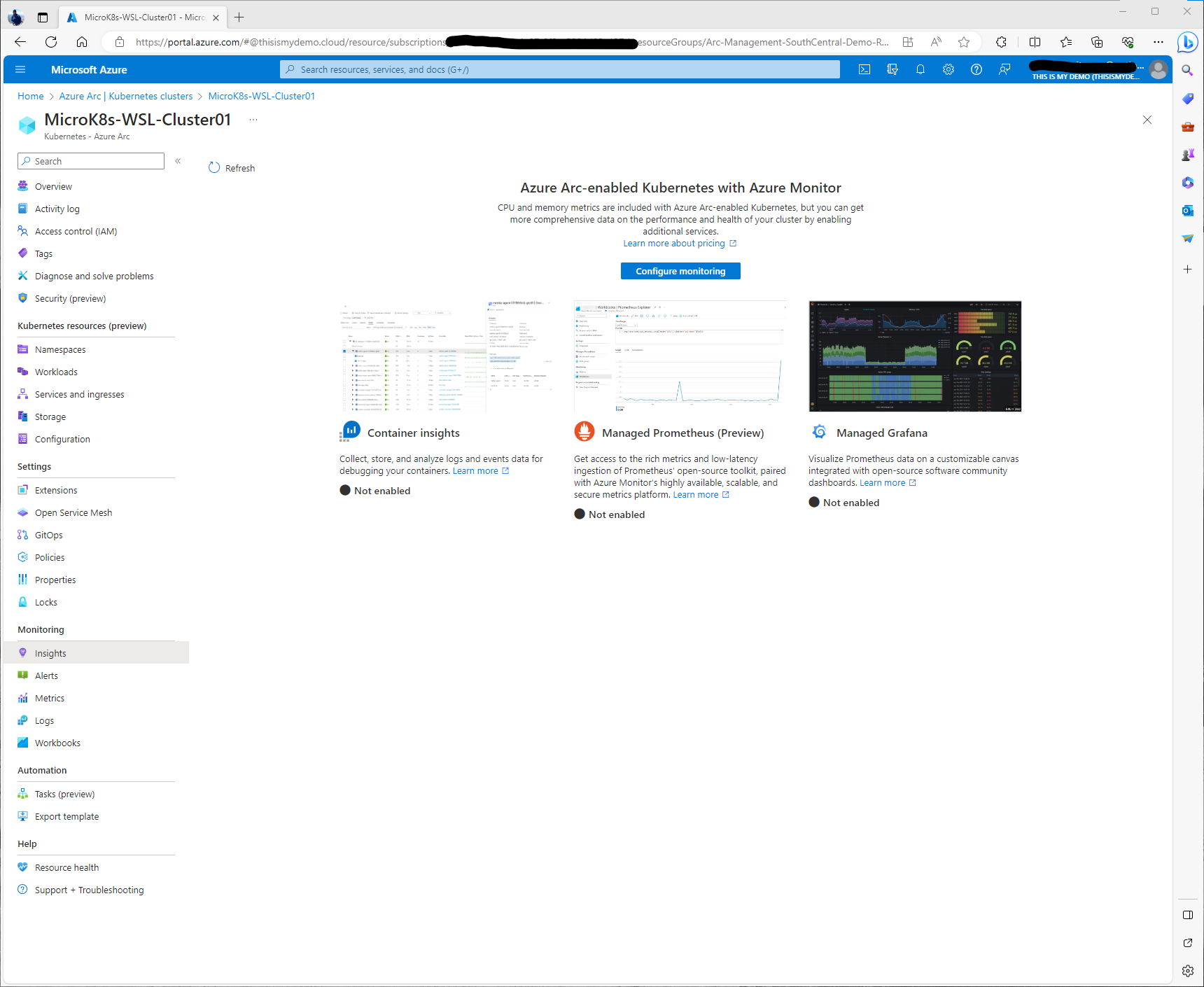 My MicroK8s Cluster Is Now Manged by Azure. What is next? - Part II - Monitoring - This Is My Demo